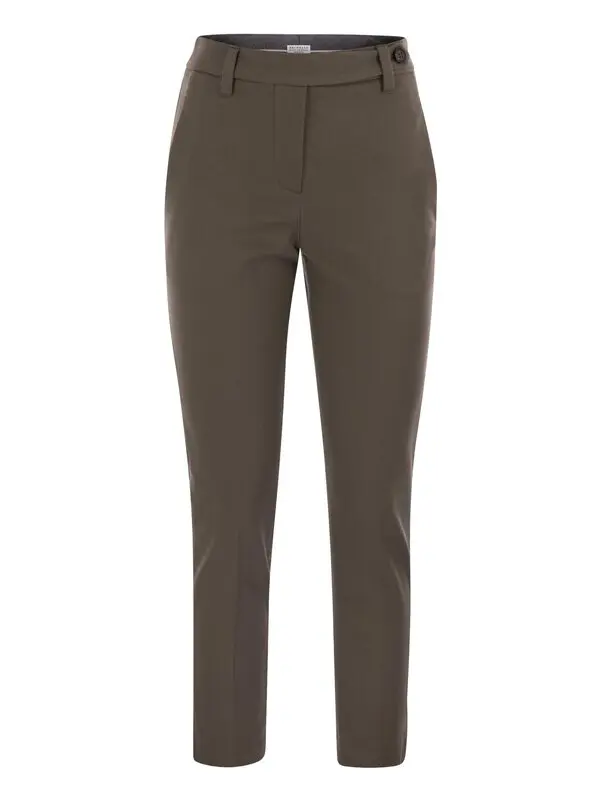 Brunello Cucinelli Stretch Cotton Trousers - Brown