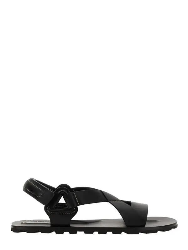 JIL SANDER Leather Low Sandals - Black