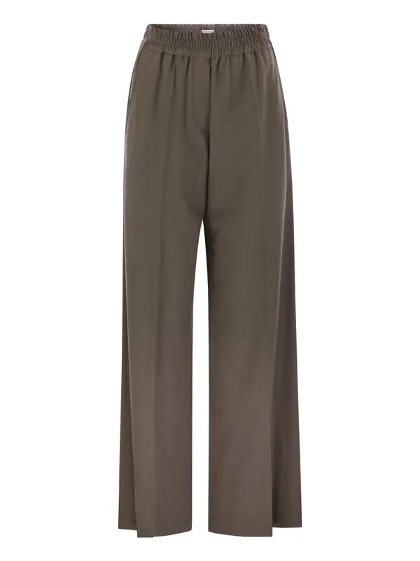 Brunello Cucinelli Tropical Luxury Wool Loose Trousers - Multicolor