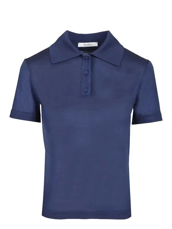 Max Mara Silk Jersey Polo Shirt - Blue
