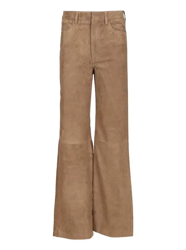 ROTATE BY BIRGER CHRISTENSEN Straight Suede Trousers - Cream