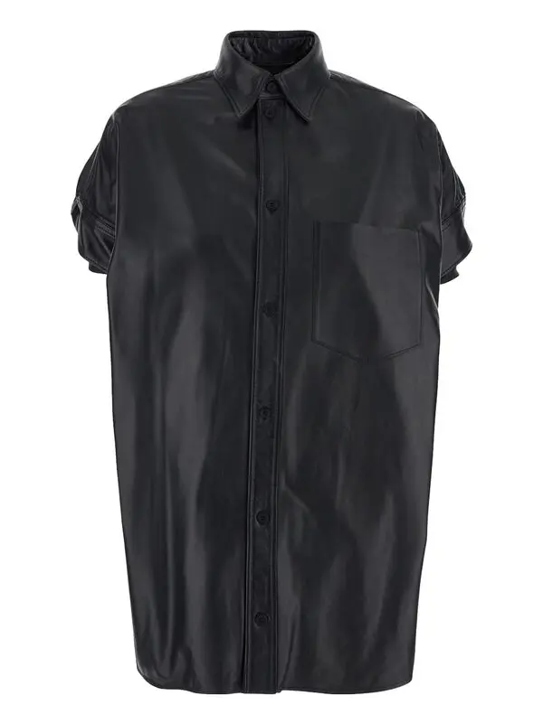 Balenciaga Leather Short Sleeve Shirt - Multicolor