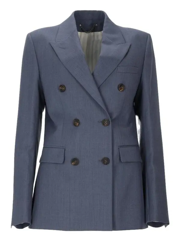 GOLDEN GOOSE Baby Blue Double Breasted Blazer - Gray