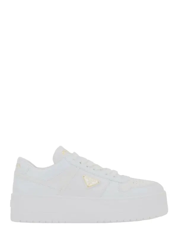 Prada Downtown Platform Leather Sneakers - White