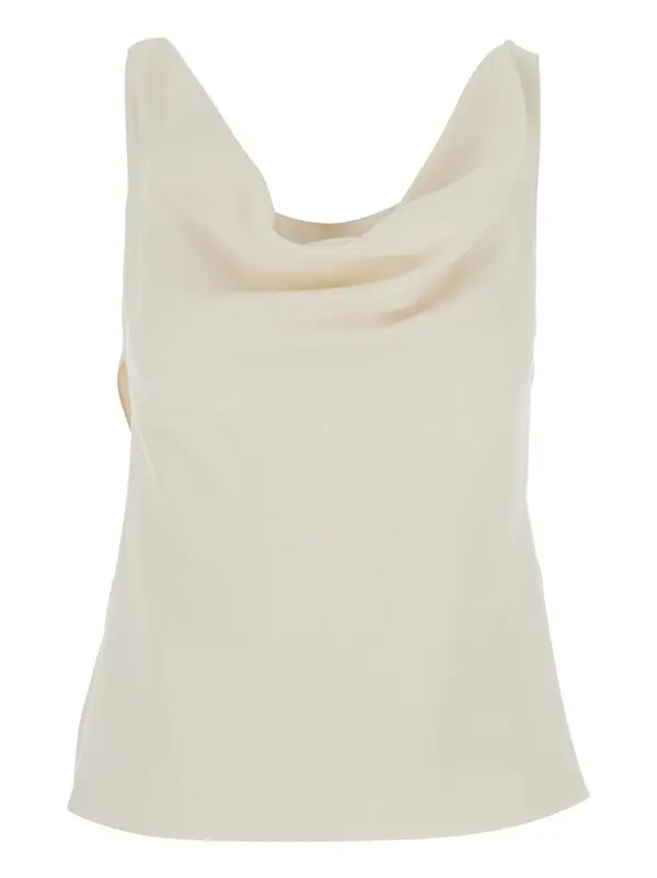 Brunello Cucinelli White Top With Draped Neckline In Viscose Blend For - Multicolor
