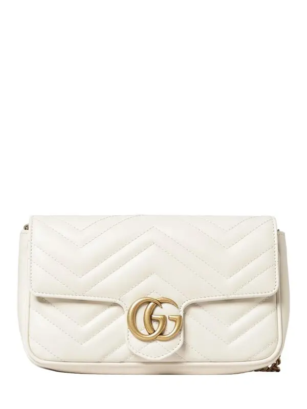 Gucci Gg Marmont Matelasse Chevron Nappa Mini Shoulder Bag - White