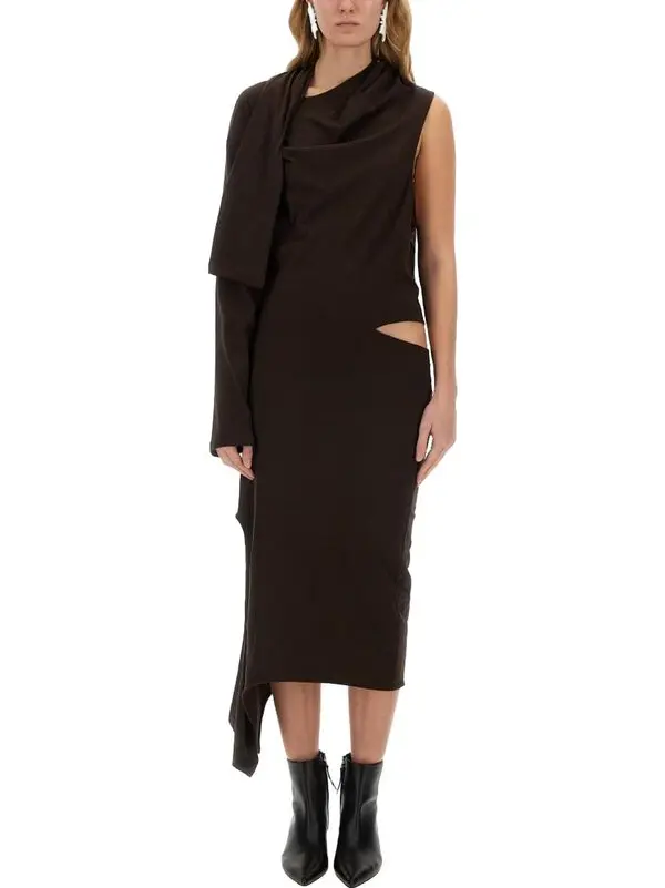 COURREGES Off Shoulder Dress - Brown