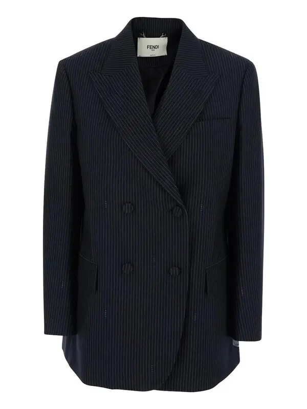 Fendi Pinstripe Wool Blend Double-breasted Jacket - Multicolor