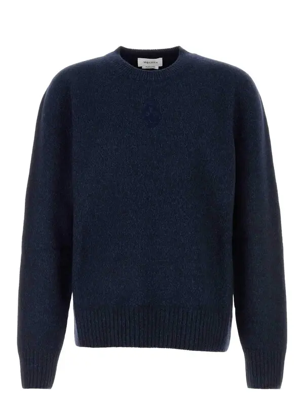 Alexander McQueen Melange Wool Blend Sweater - Blue