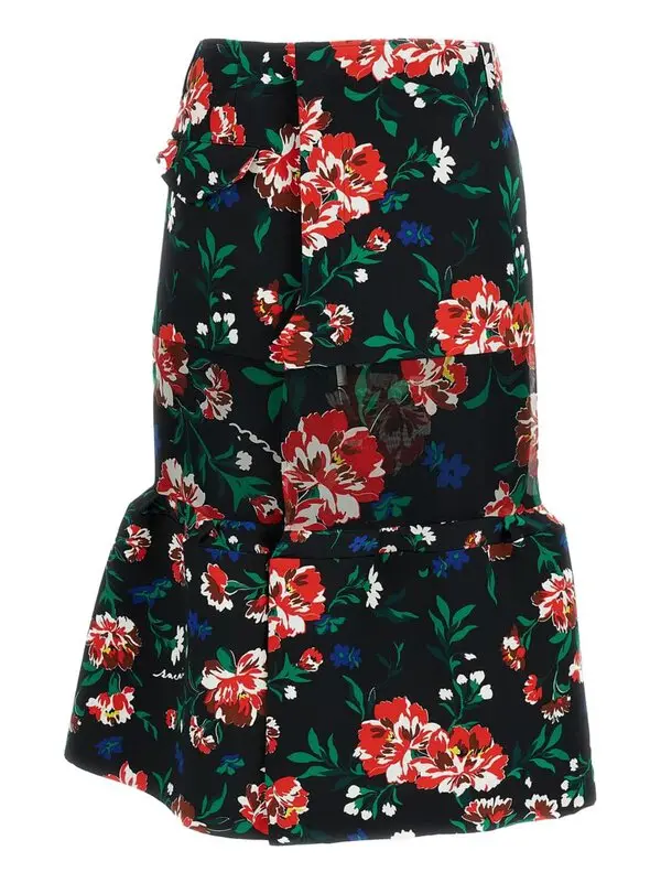 Sacai Floral Midi Skirt - Multicolor