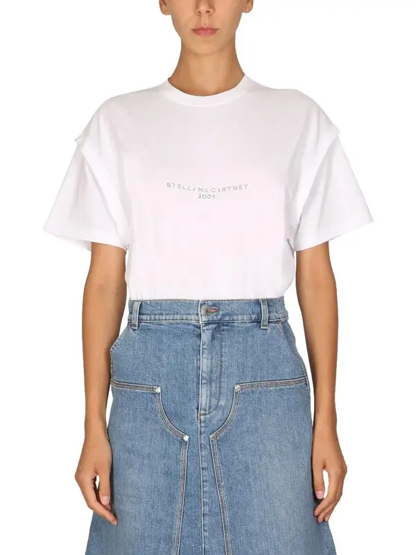 Stella McCartney Crystal Logo T-shirt - White