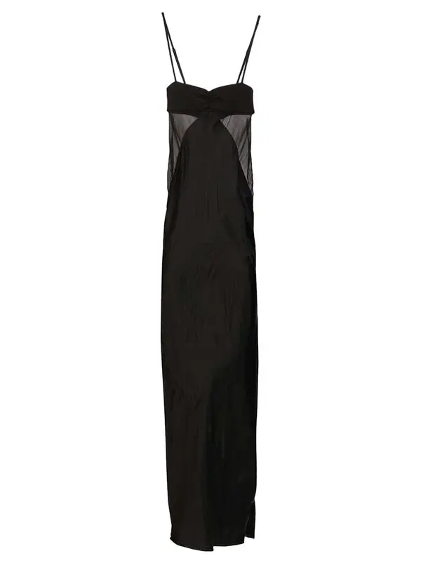 Rick Owens Combo Long Satin Dress - Black