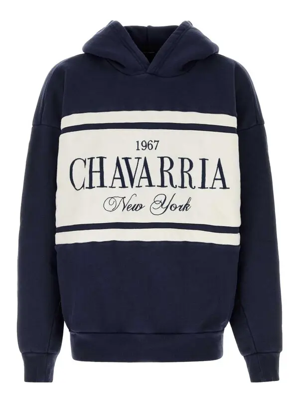 WILLY CHAVARRIA Navy Cotton Oversize Chavarria Stripe Sweatshirt - Blue
