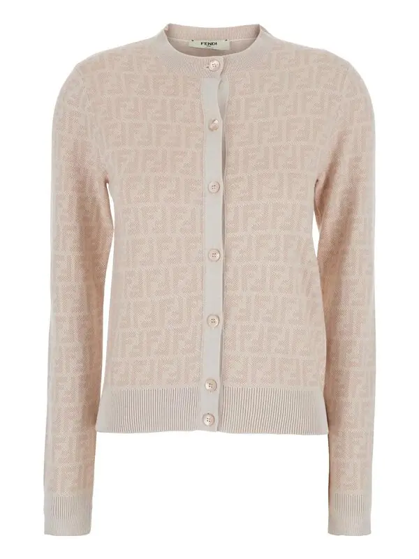 Fendi Ff Motif Wool Cardigan - Multicolor