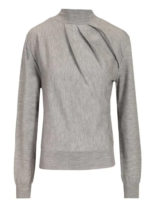 Givenchy Draped Wool Blend Turtleneck Sweater - Gray