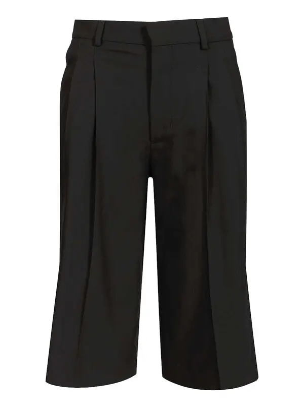 AMI Paris Wide-leg Bermuda Shorts - Black