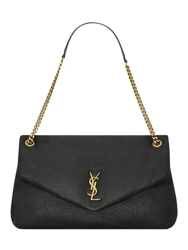 Saint Laurent Calypso Large Bag In Natural Grain Lambskin - Black