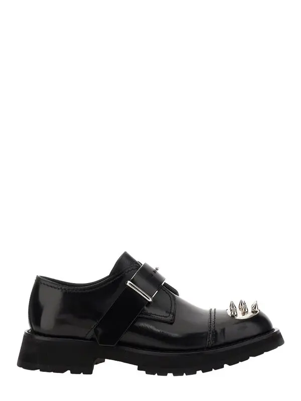Alexander McQueen Studded Leather Derby Loafer - Black
