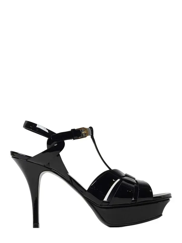 Saint Laurent Glossed High Heel Sandals - Black