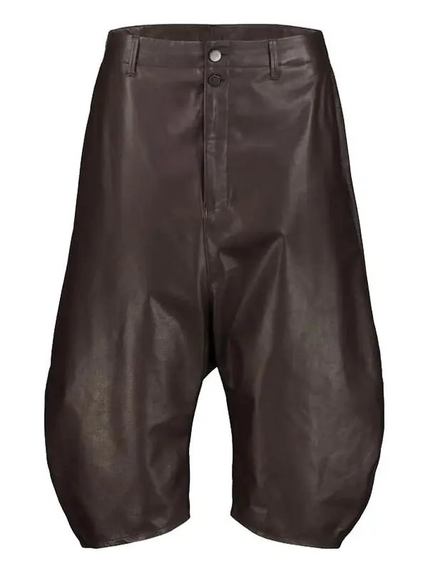 LEMAIRE Cropped Velvet Cow Leather Trousers - Brown