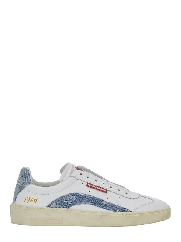 Dsquared2 Leather And Denim Low Top Sneakers - Multicolor