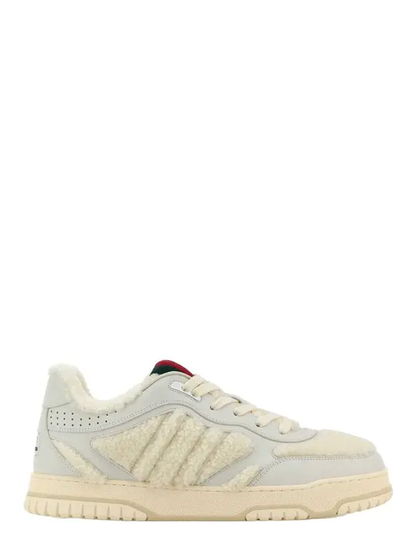 Gucci Leather And Teddy Re-web Sneakers - White