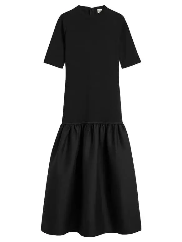 TOTEME Short Sleeve Round Neck Day Dress - Black