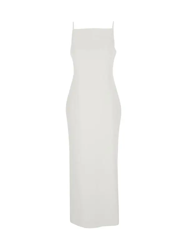 Givenchy Long White 'ivory' Dress With Square Neckline And Single Vent At The Back In Viscose Blend For - Multicolor