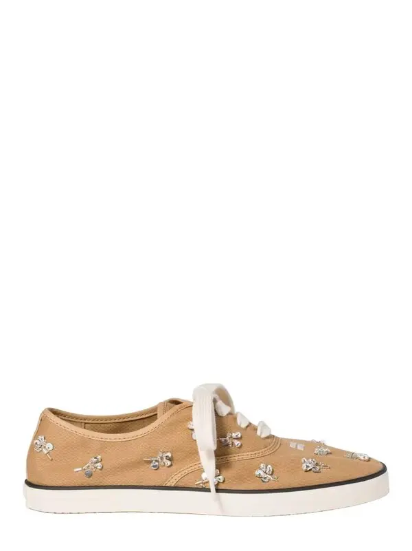 Miu Miu Drill Sneakers With Rhinestones - Cream