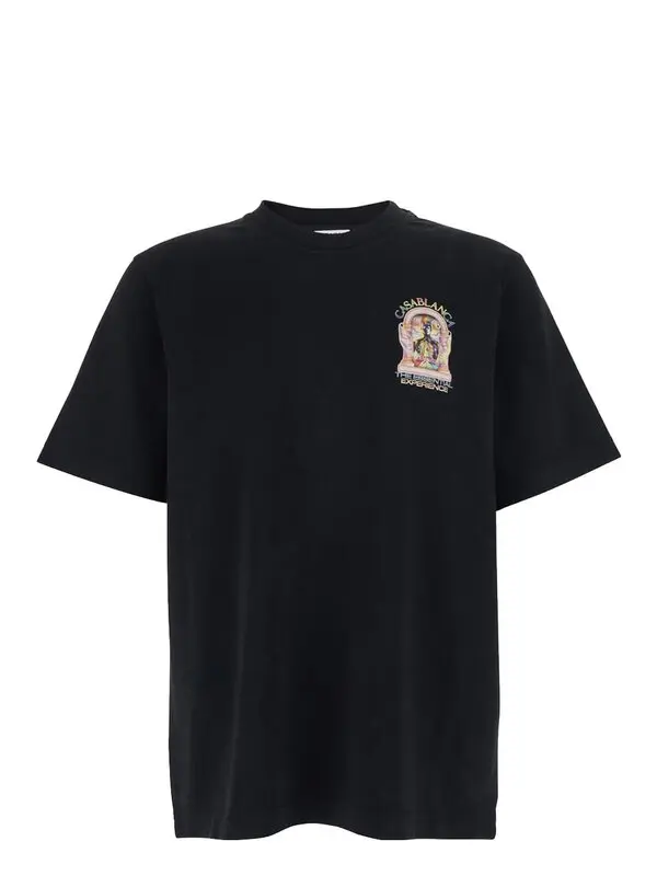 Casablanca Black T-shirt With Logo Detail On The Front And Maxi Logo Print On The Back In Cotton Man's Cotton - Multicolor