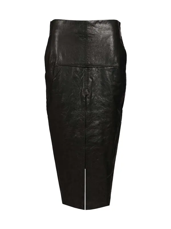Rick Owens Leather Long Skirt - Black