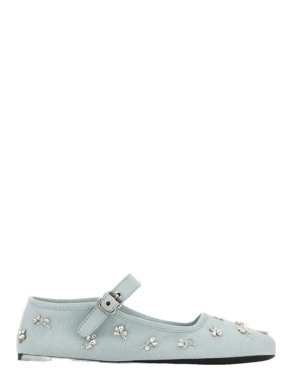 Miu Miu Drill Ballerinas With Rhinestones - Blue
