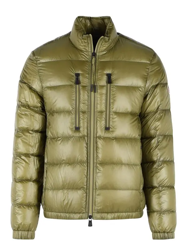 Moncler Foldable Short 'orres' Olive Polyamide Down Jacket - Green