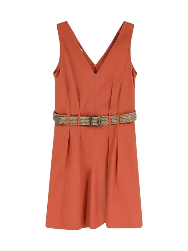 Brunello Cucinelli Mini Dress With Belt - Orange