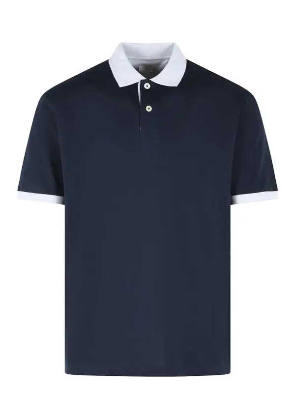 Eleventy Beige Cotton Polo Shirt - Blue