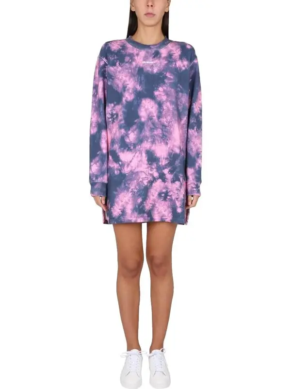 Off-White Tie & Dye Sweatshirt Dress - Pink