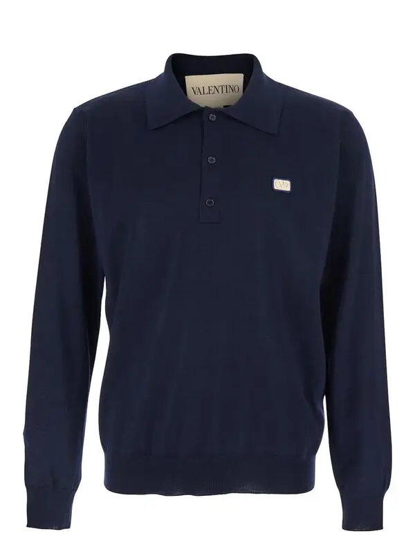 Valentino Garavani Wool Vlogo Plaque Polo Sweater - Multicolor
