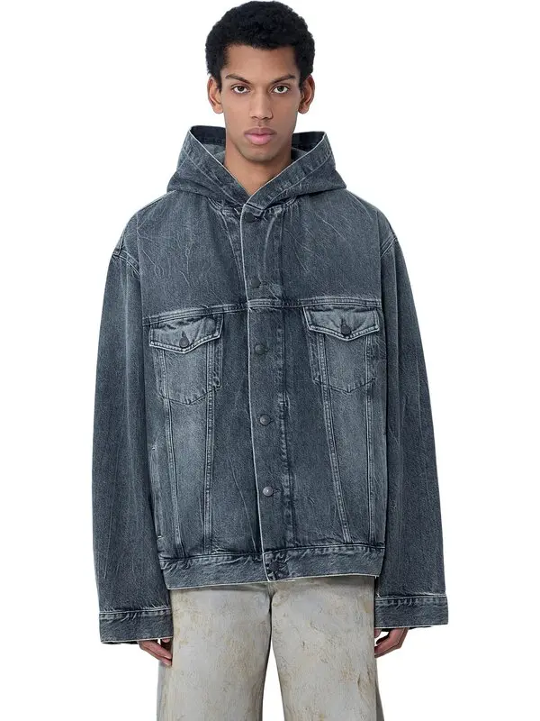 Acne Studios Hooded Denim Jacket - Black
