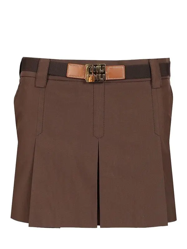 Miu Miu Gabardine Mini Skirt - Brown