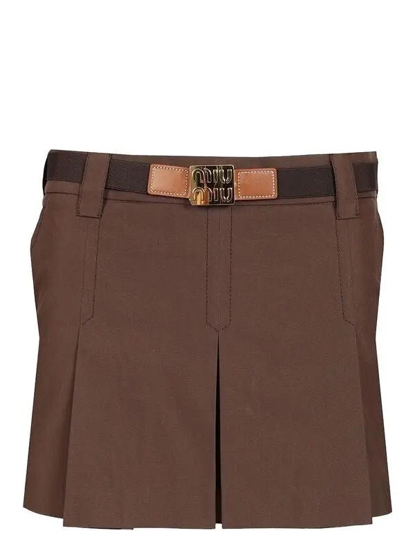 Miu Miu Gabardine Mini Skirt - Brown