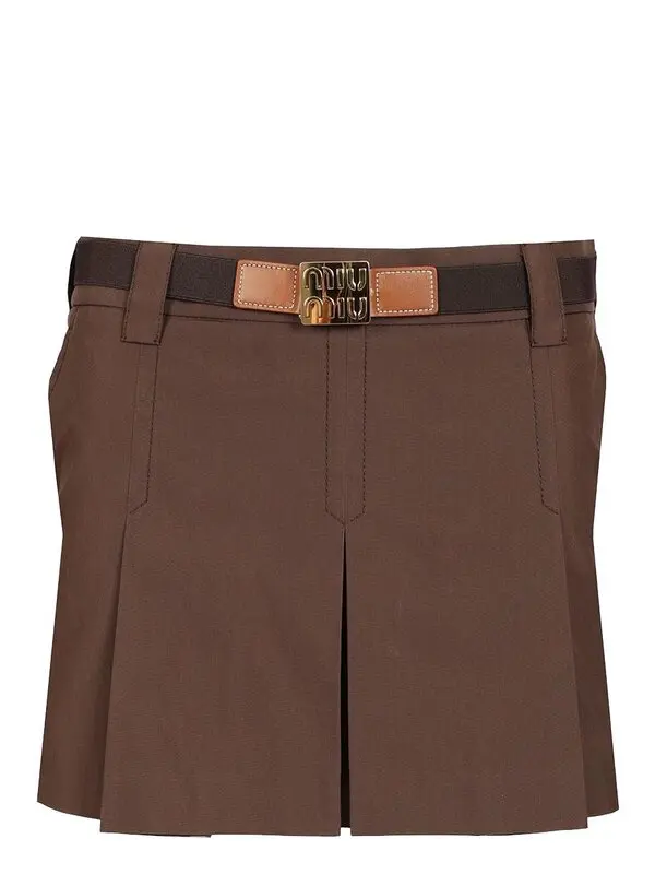 Miu Miu Gabardine Mini Skirt - Brown