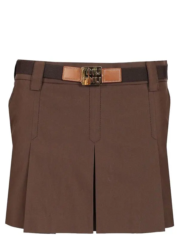 Miu Miu Gabardine Mini Skirt - Brown
