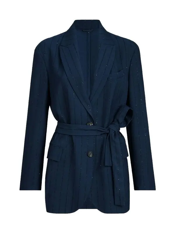 Brunello Cucinelli Belted Single-breasted Jacket - Multicolor