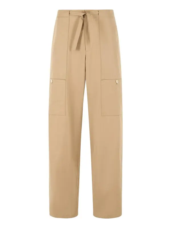 JIL SANDER Cereal' Beige Cotton Pants - Cream