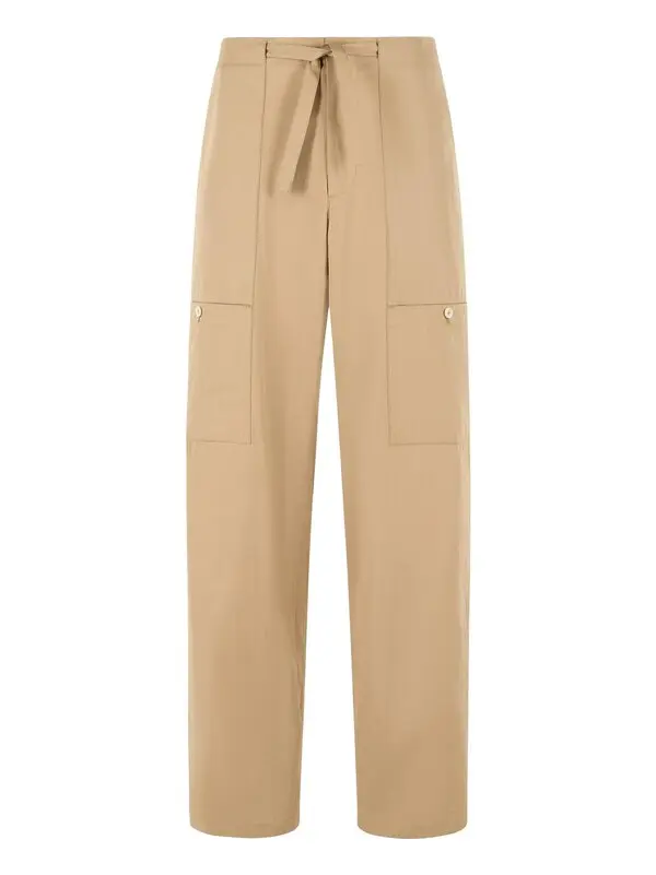 JIL SANDER Cereal' Beige Cotton Pants - Cream