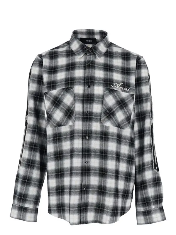 Amiri Shirt With Classic Collar And All-over Check Motif In Wool For - Multicolor