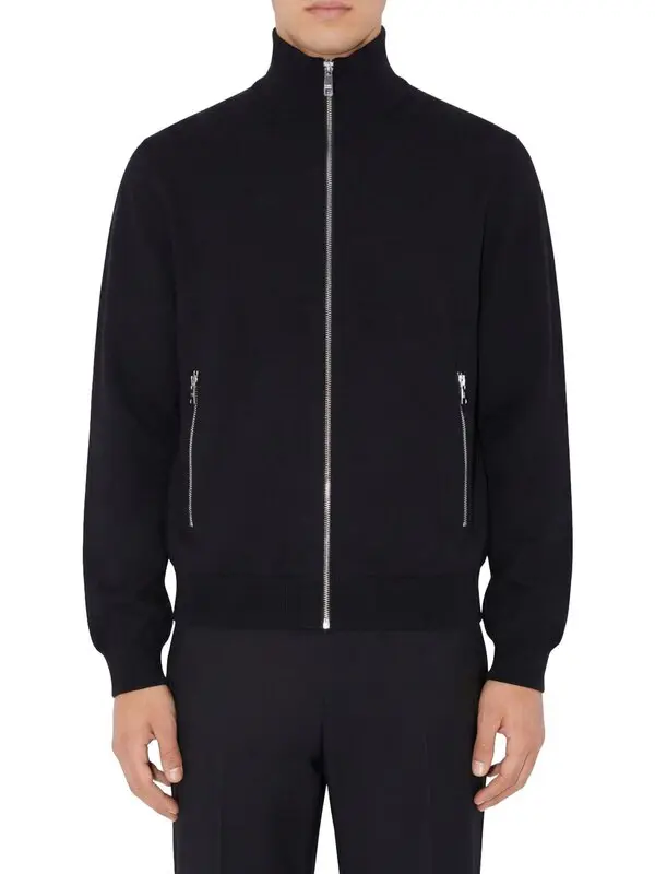 Prada Wool Zip Up Sweater - Black