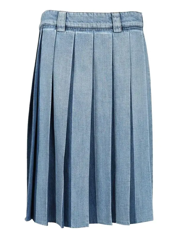 Miu Miu Pleated Denim Skirt - Blue
