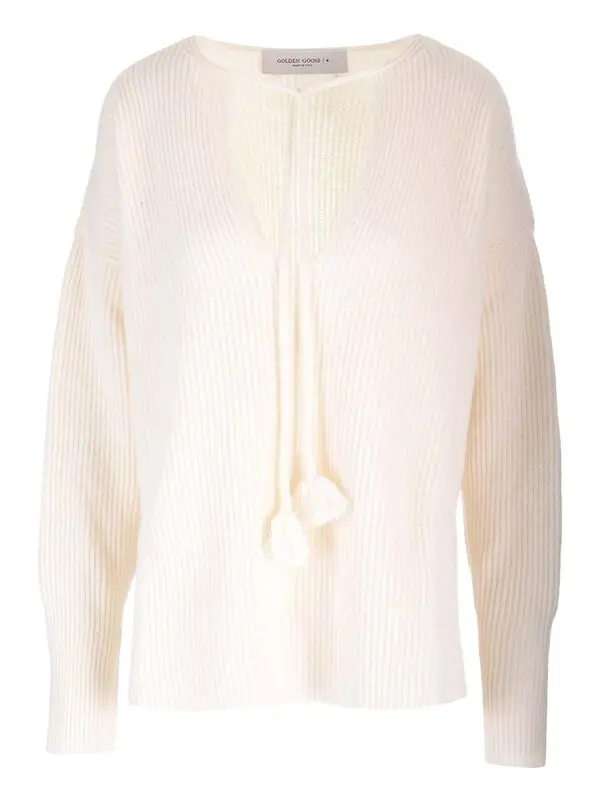 GOLDEN GOOSE Ribbed Wool Sweater - White