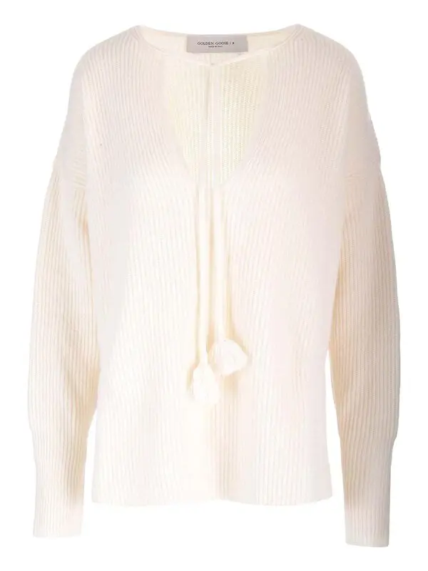 GOLDEN GOOSE Ribbed Wool Sweater - White